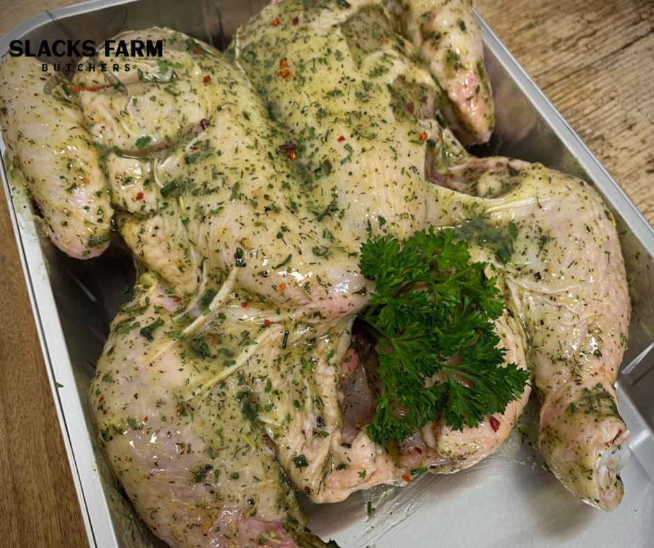 Garlic Spatchcock Chicken – Slacks Farm Butchers